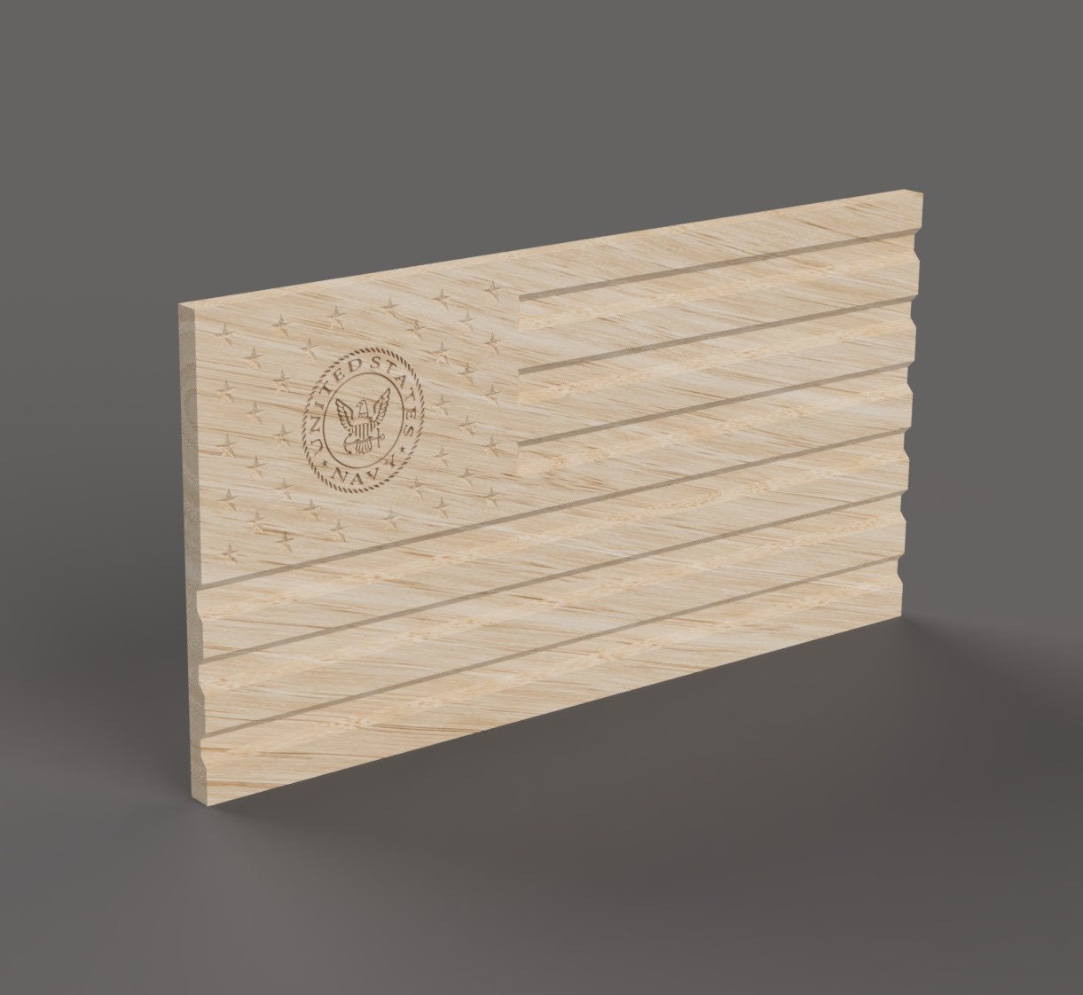 United States (US) Flag with US Navy insignia 3D stl file for CNC rout ...