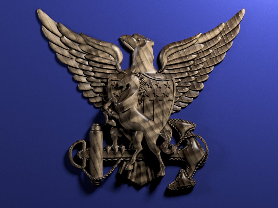 Coast Guard Officers Crest (Mustang) 3D stl file for CNC router ...