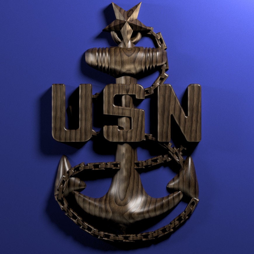 Navy Senior Chief Petty Officer (MCPO) insignia 3D stl file for CNC ro ...